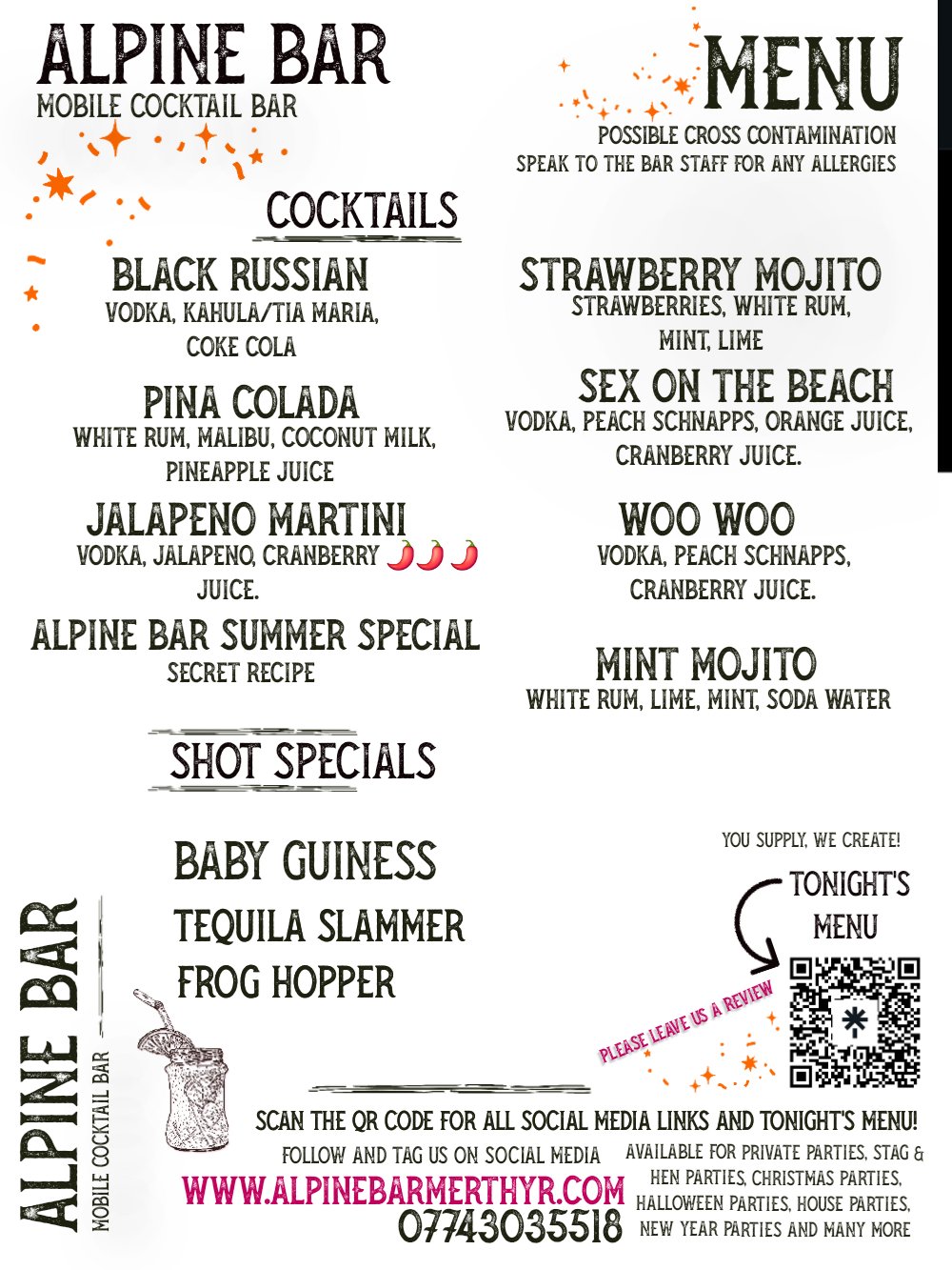 Tonight’s Cocktail Menu